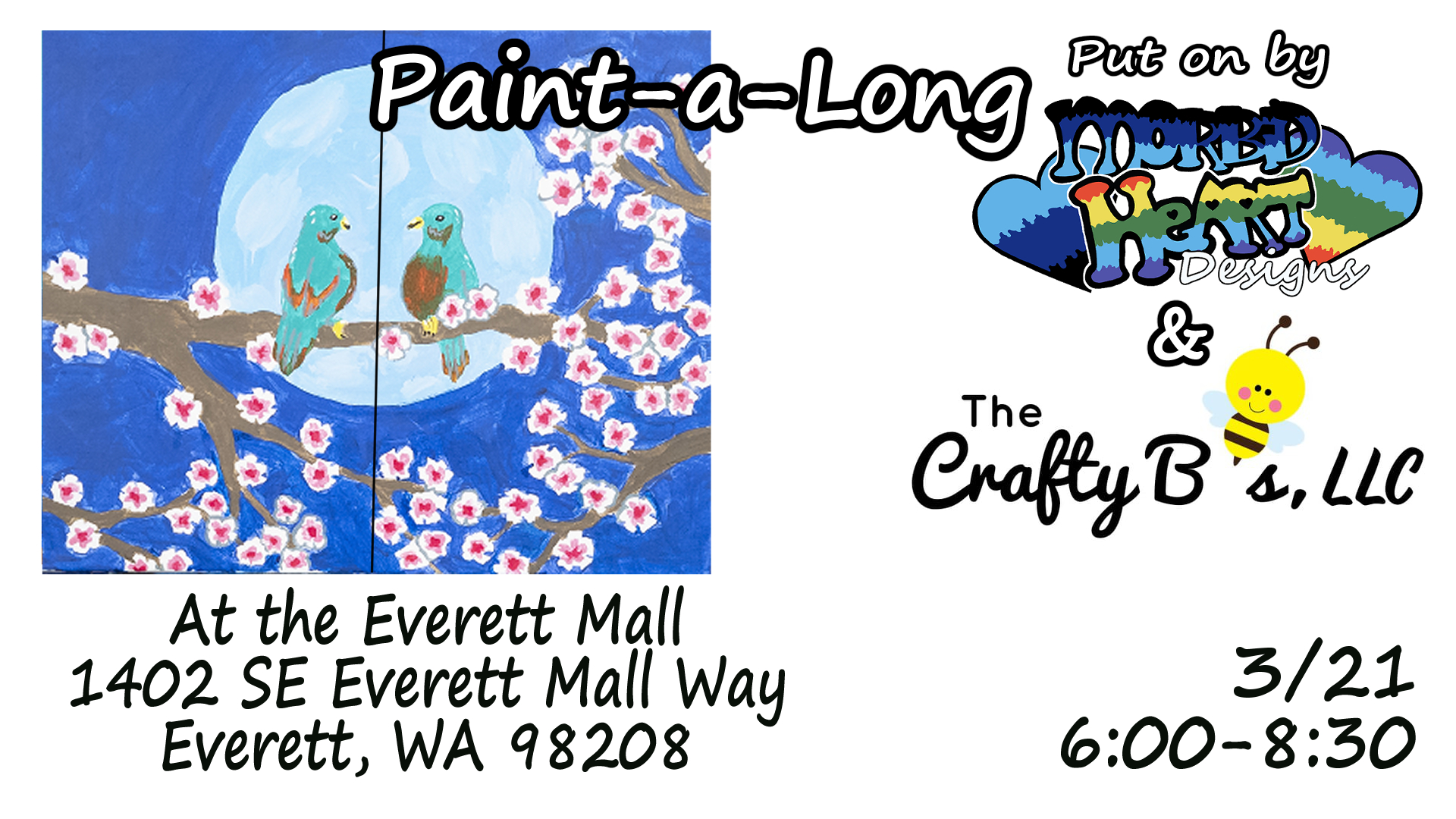 The Crafty Bs Cherry Blossoms and Birds Painting Event | Everett Mall